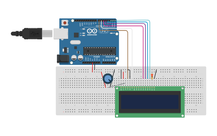 Circuit design Pantalla LCD con Arduino - Tinkercad