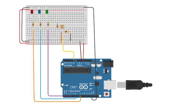 Circuit design AULA - 09 LDR - atividade - Tinkercad