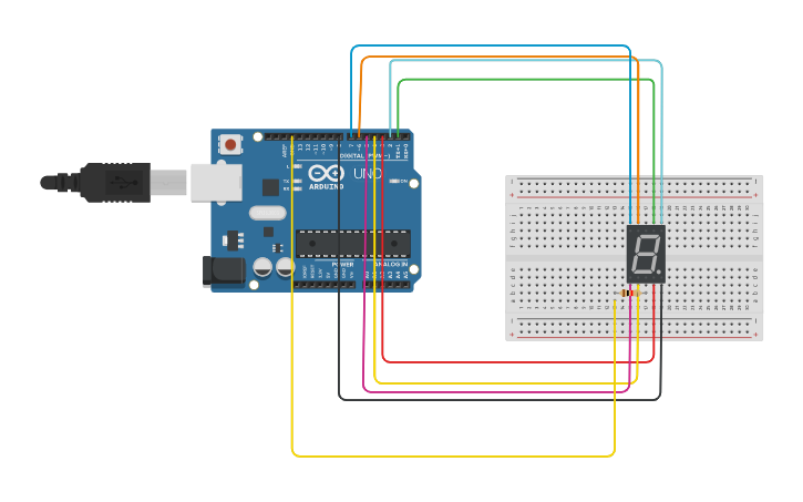 Circuit design 7 segmentos - Tinkercad