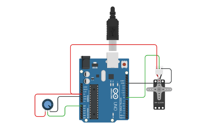 Circuit design Servomotor - Tinkercad