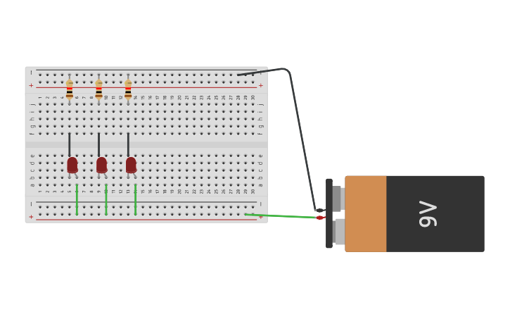 Circuit design parallel circuit in breadboard - Tinkercad