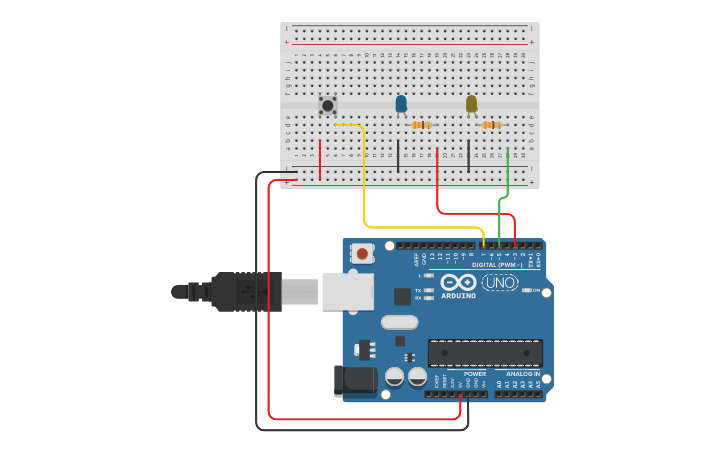 Circuit Design D2 1 Push Button With Multiple Leds Tinkercad