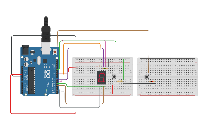 Circuit design Hexadecimal com Display | Tinkercad