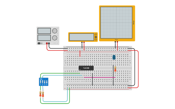 Circuit design IC 7400 NAND GATE - Tinkercad