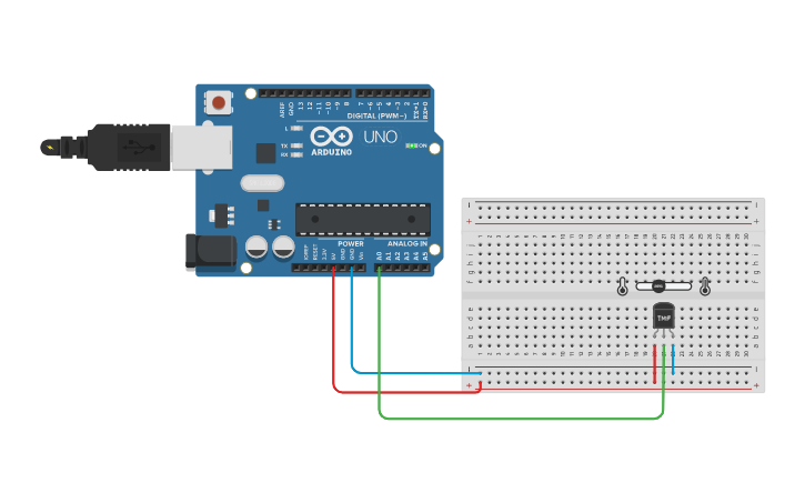 Circuit Design Температура Датчик температуры Tinkercad