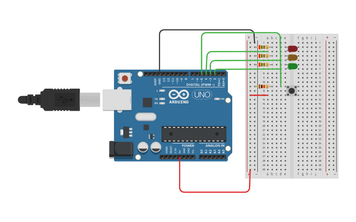 Circuit design TD3 : Feux tricolore | Tinkercad