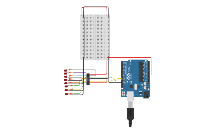 Circuit design 74HC595_basic | Tinkercad