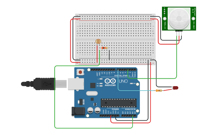 Circuit design Project 1 Shaastra- LED motion sensor - Tinkercad