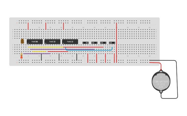 Circuit design Práctica 1. Circuito con compuertas lógicas - Tinkercad