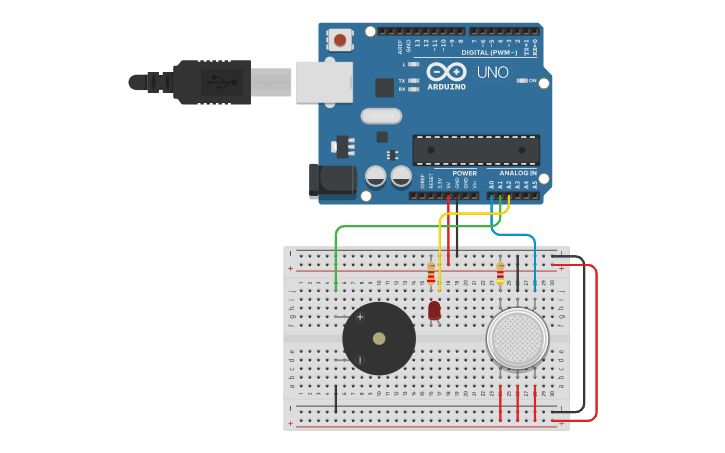Circuit design Detección de GAS - Tinkercad