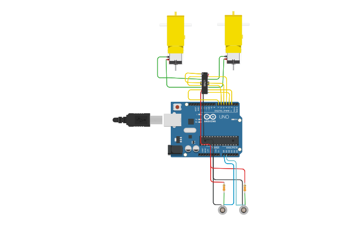 Circuit Design Line Follower Tracer Tinkercad