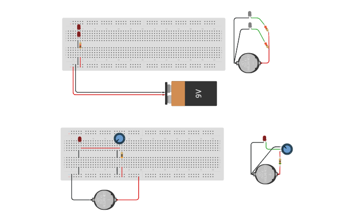 Circuit design led parallelo e led con potenziometro | Tinkercad
