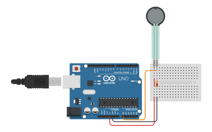 Circuit design Force sensor - Tinkercad