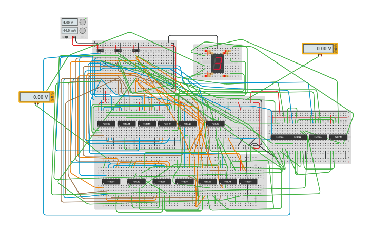 Circuit design 7 segmentos - Tinkercad