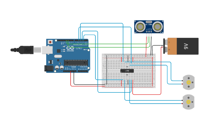 Circuit Design Obstacle Car Tinkercad