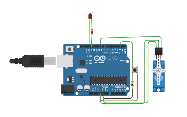 Circuit design tek buton ile led yakıp söndürme devresi - Tinkercad Circuit design tek buton ile led yakıp söndürme devresi - Tinkercad