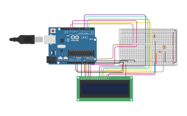 Circuit design Lab 7- Photoresistor Value - Tinkercad
