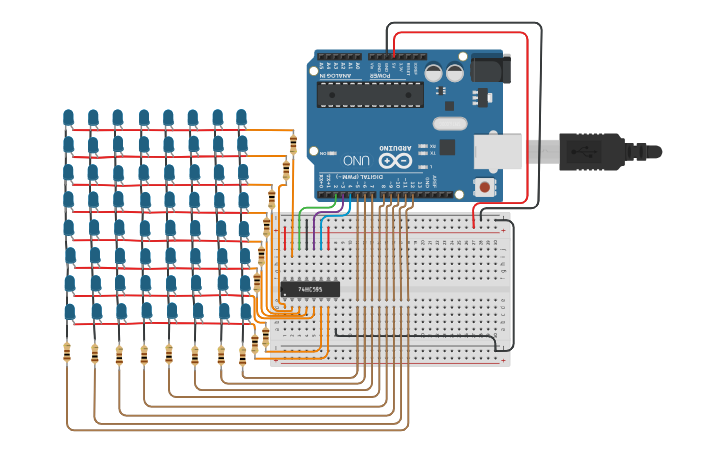 Circuit design Dot Matrix LED - Tinkercad