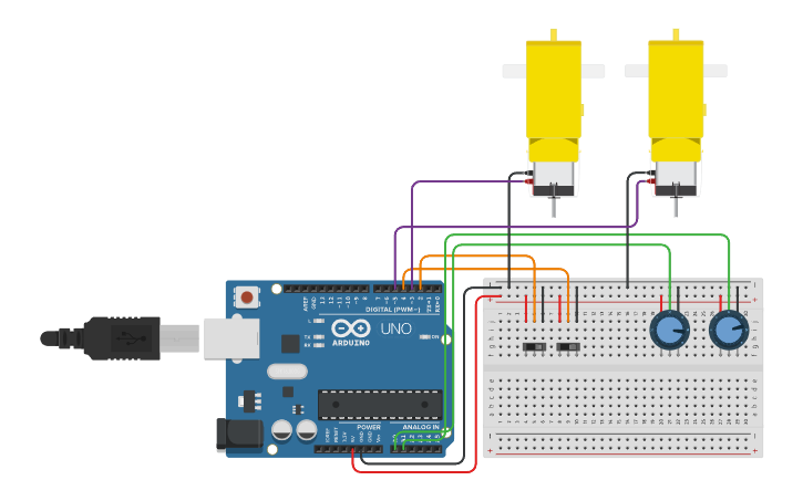Circuit Design Dc Motors Potentiometers Speed Control Tinkercad