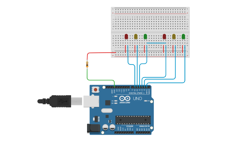 Circuit design Semáfaro | Tinkercad