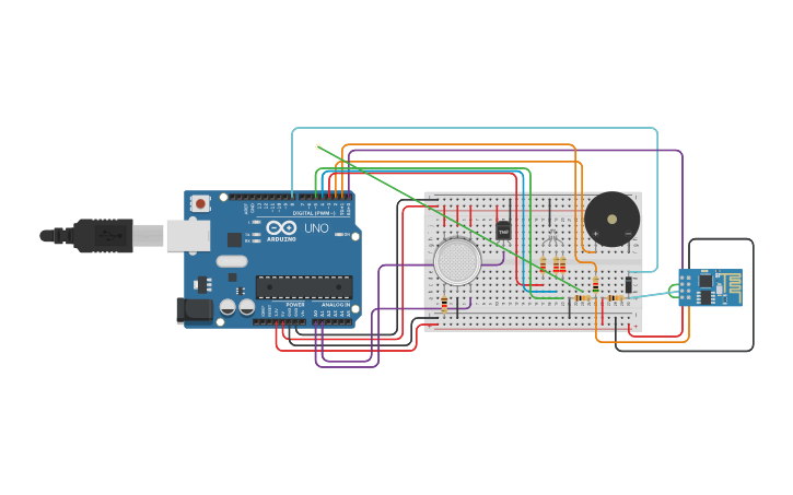 Circuit design Fire Detector - Tinkercad