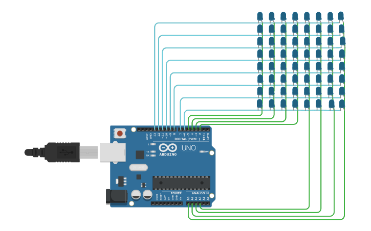 Circuit design Matriz de LED 8x8 code - Tinkercad