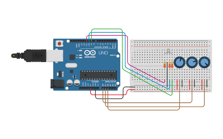 Circuit design Led rgb - Tinkercad