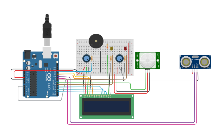 Circuit design Smart and Automated Garbage Management System - Tinkercad