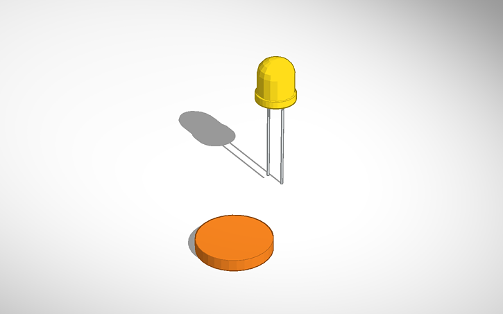 3D design 10mm LED and CR2032 3V Lithium Battery #template - Tinkercad