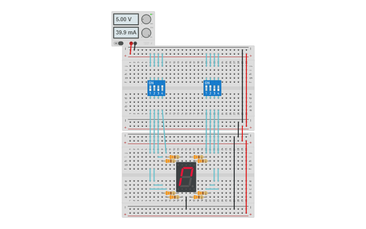 Circuit design 7 Segment Display - Tinkercad