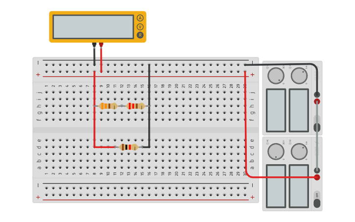 Circuit design 1ª questão, Exercício da prof. Eline | Tinkercad