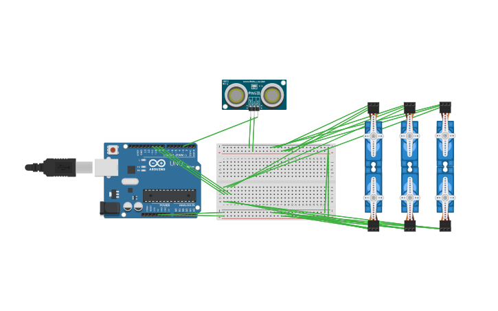 Circuit design Servo Doors - Tinkercad