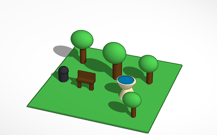 3D design Park with fountain - Tinkercad