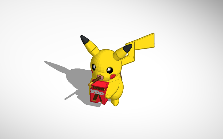 3D design Pikachu eating Pocky - Tinkercad
