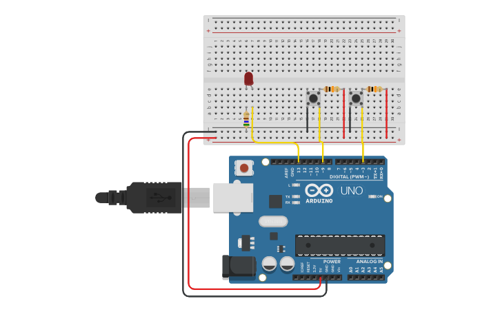 Circuit design 2 Buttons - Tinkercad