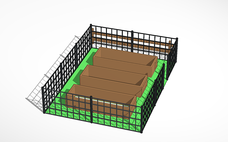 3D design Vegetable Garden - Raised Boxes & Fencing - Tinkercad