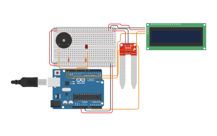 Circuit design Sensor kelembapan tanah - Tinkercad Circuit design Sensor kelembapan tanah - Tinkercad
