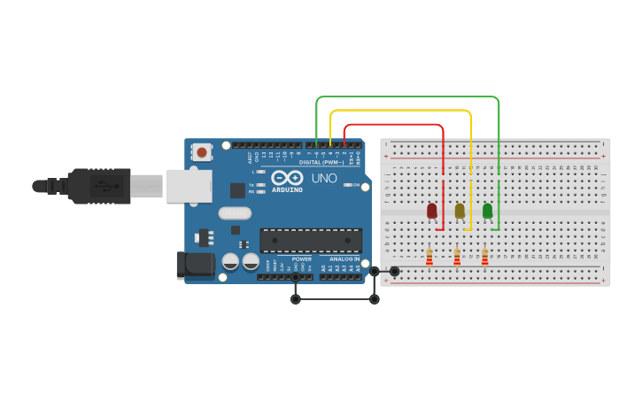 Circuit design Semaforo Arduino - Tinkercad