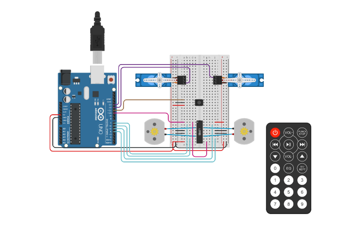 Circuit design Car with DC Moter - Tinkercad