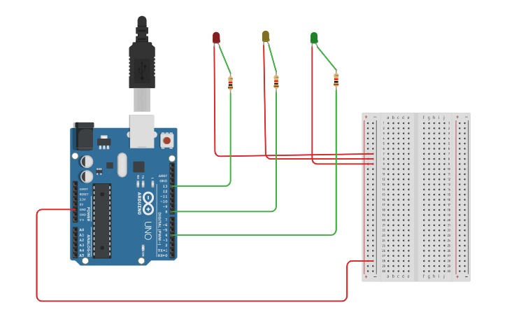 Circuit design TRAFFIC SIGNAL - Tinkercad