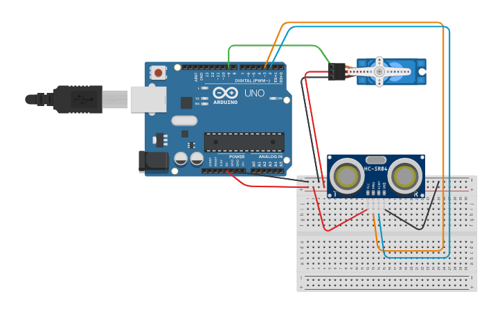 Circuit design Smart Trash Bin -SummerAcademy2019 | Tinkercad