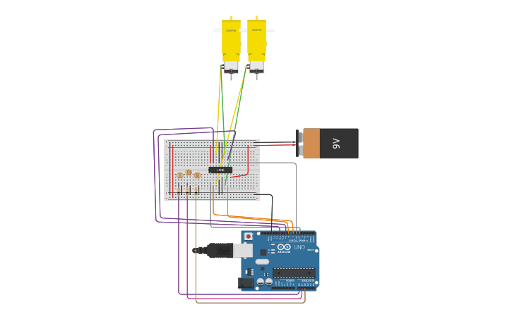 Circuit design Line-tracking robot - Tinkercad