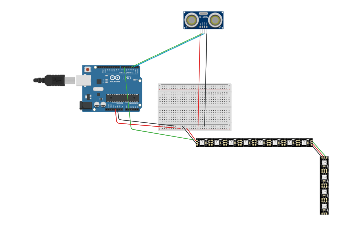 Circuit Design Distance And Led Strip Tinkercad