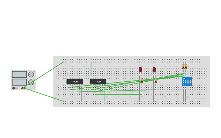 Circuit Design Half Adder Tinkercad