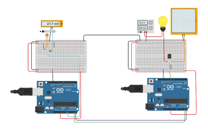 Circuit design Illumination control system using I^2C - Tinkercad