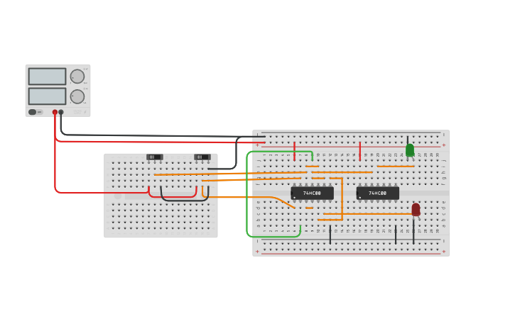 Circuit design HALF ADDER USING NAND GATE ONLY - Tinkercad