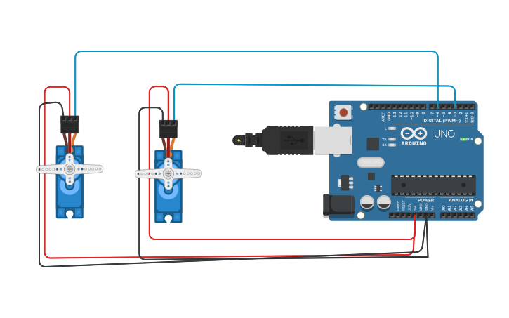Circuit design robot hand and head - Tinkercad