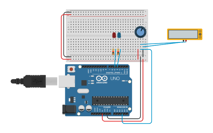 Circuit design Ejercicio 1 examen - Tinkercad