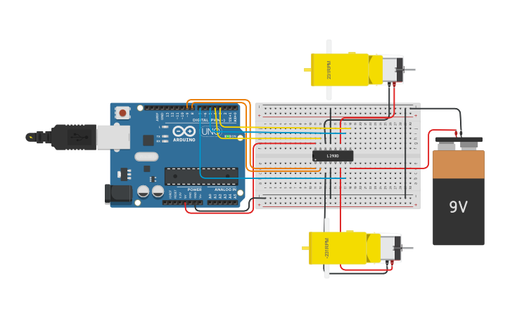 Circuit design L293D Motor Driver - Tinkercad