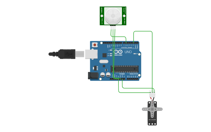 Circuit design Door Mechanism - Tinkercad